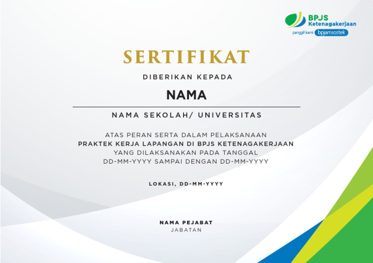 Template Sertifikat Magang | PDF