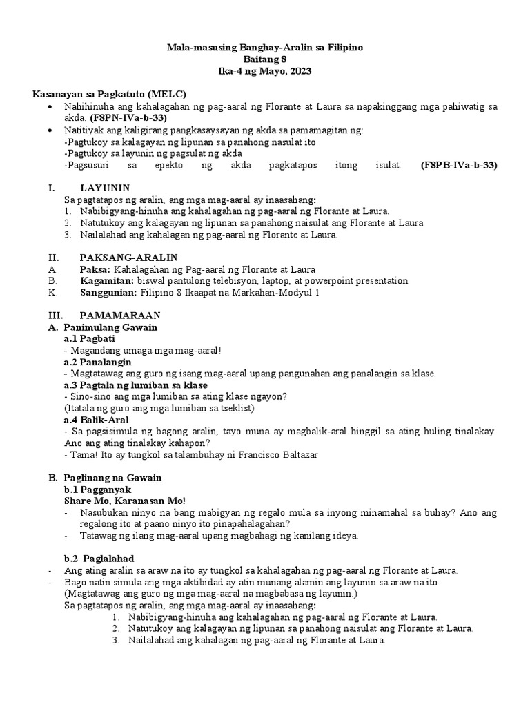 Lesson Plan - Grade 8 - Week 1 - May 4 | PDF