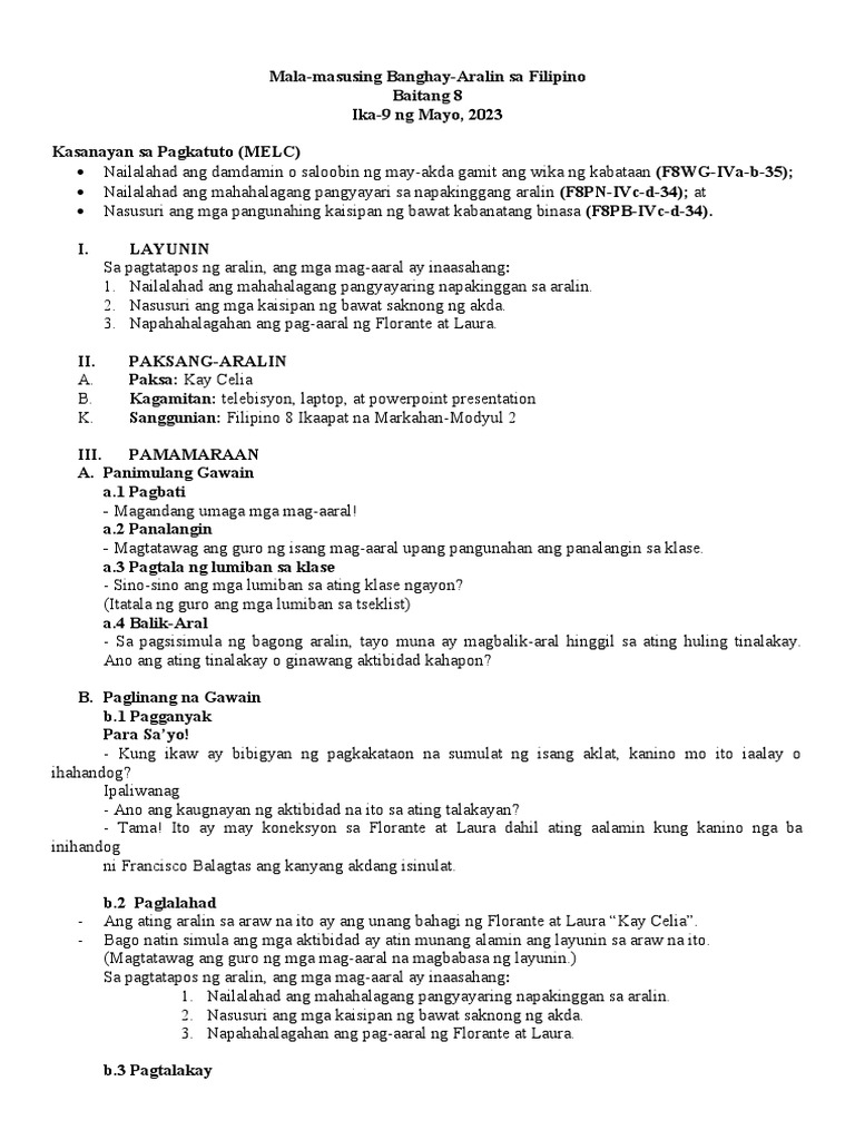 Lesson Plan - Grade 8 - Week 1 - May 9 | PDF