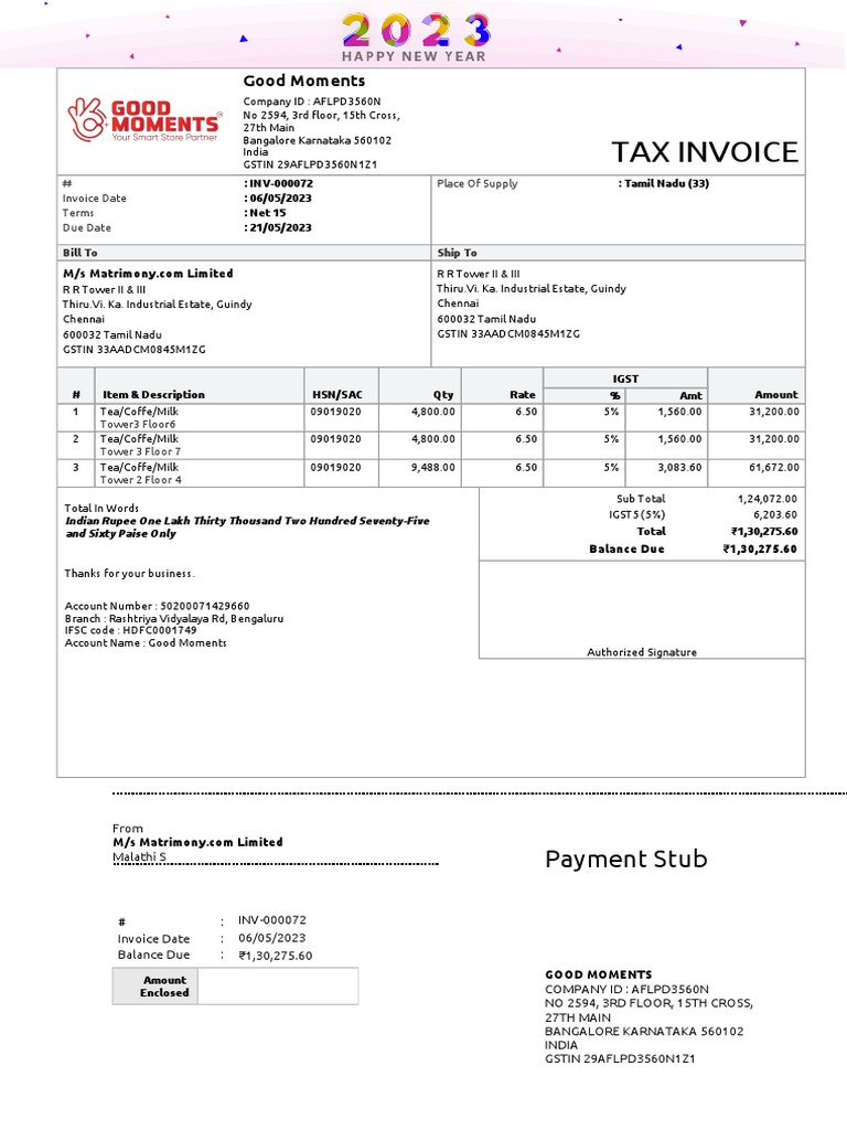 Inv 000072 | PDF