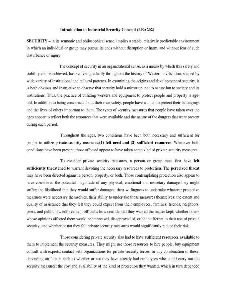 Introduction To Industrial Security Concept | PDF