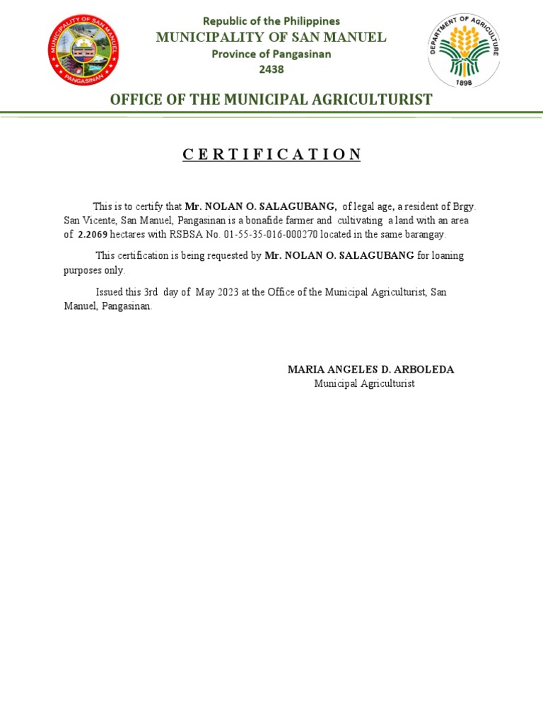 CERT of Land Bank Loan | PDF