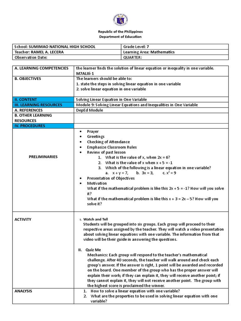 Sample COT | PDF | Teaching Methods & Materials
