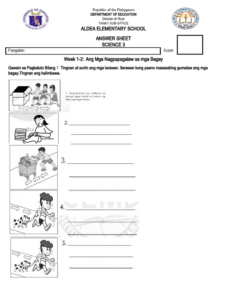 Science 3RD Q Answer Sheet Week 1-4 | PDF
