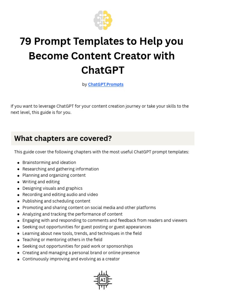 79 ChatGPT Templates for Content Creation | PDF | Popular Culture ...