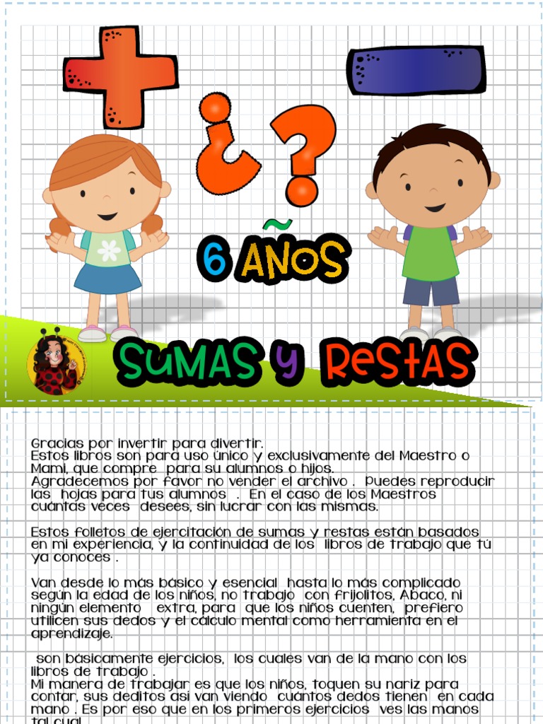 Ejercicios de Sumas y Restas para Niños | PDF | Crecimiento personal y ...