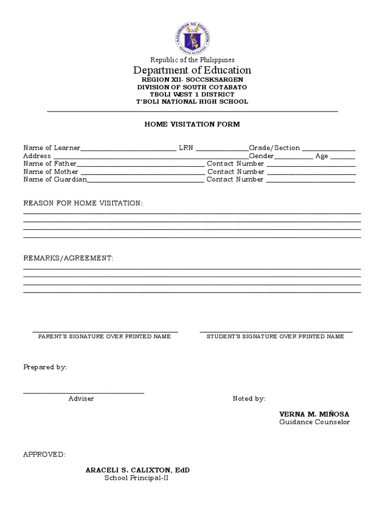 Home Visitation Agreement Form | PDF