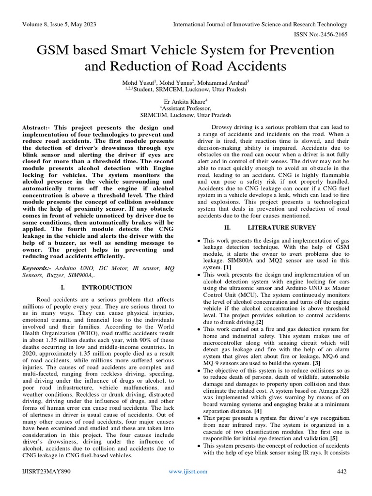 GSM Based Smart Vehicle System For Prevention and Reduction of Road ... GSM Based Smart Vehicle System For Prevention and Reduction of Road ...