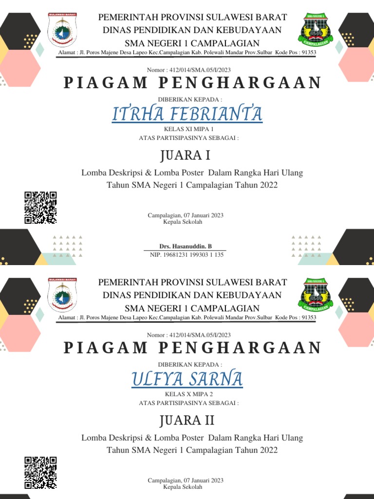 Piagam Lomba Poster | PDF