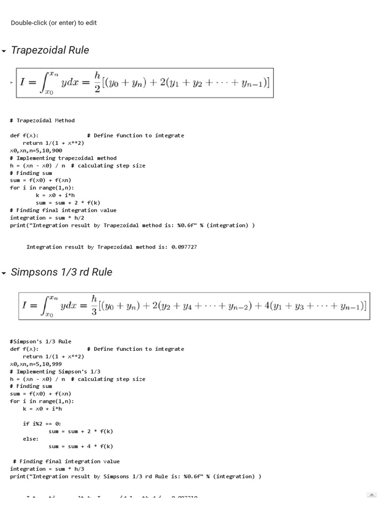 Unit5 Ipynb Numerical Integration Pdf Integral Mathematics Of