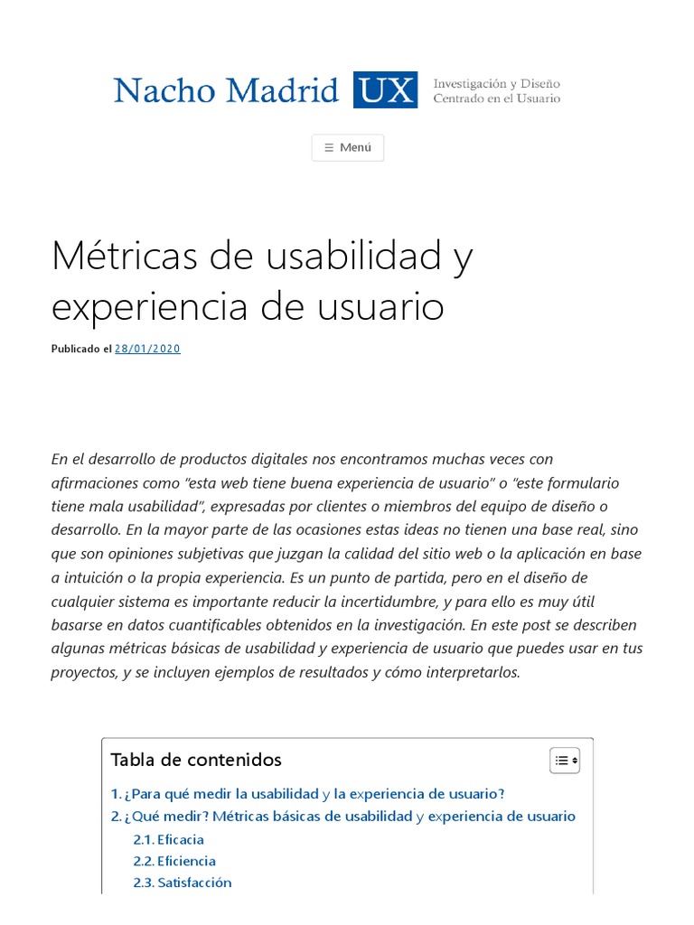 Métricas de Usabilidad y UX | PDF | Usabilidad | Experiencia de usuario
