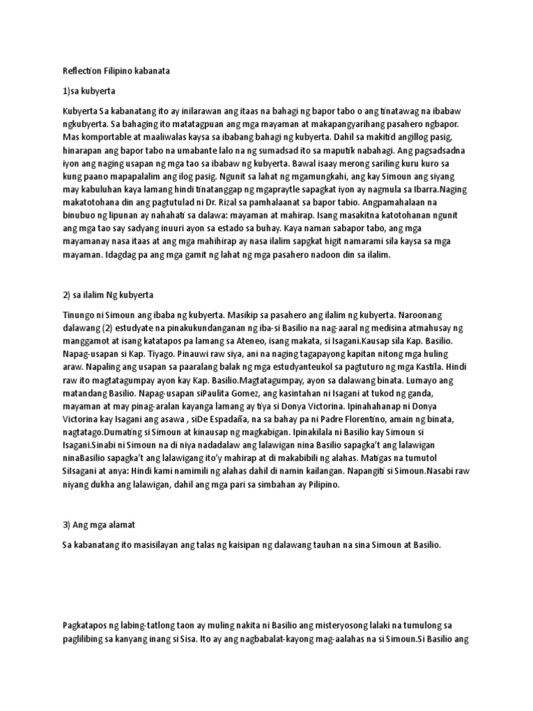 Repleksyon Kabanata Filipino | PDF