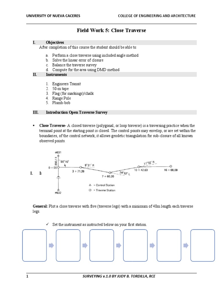 Close Traverse Survey Techniques | PDF | Science & Mathematics