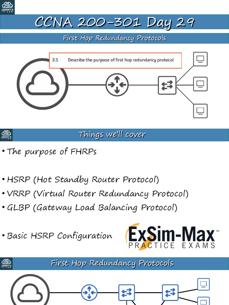 1 1 Day 29 First Hop Redundancy Protocols Pdf Networking Standards Computer Science