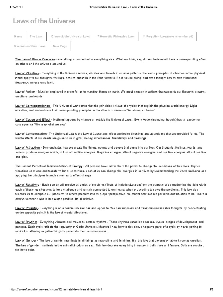 12 Immutable Universal Laws - Laws of The Universe | Download Free PDF ...