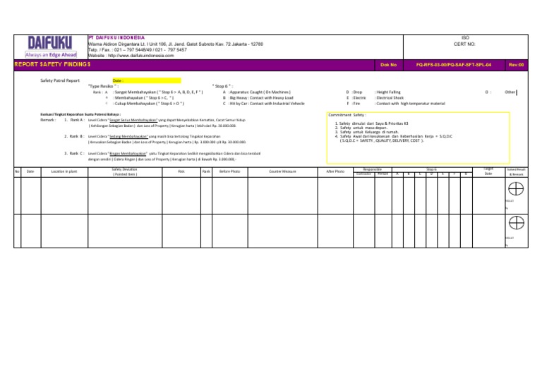 FQ-RFS-03-00 Safety Findings | PDF