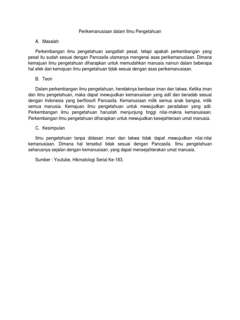 Perikemanusiaan Dalam Ilmu Pengetahuan Rico Budhiarta PDF