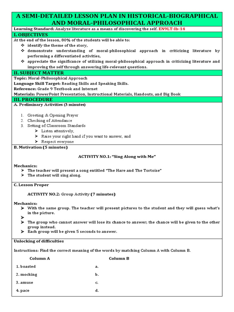 Corrected Lesson Plan in Literary Criticism | PDF | Lesson Plan | Cognition