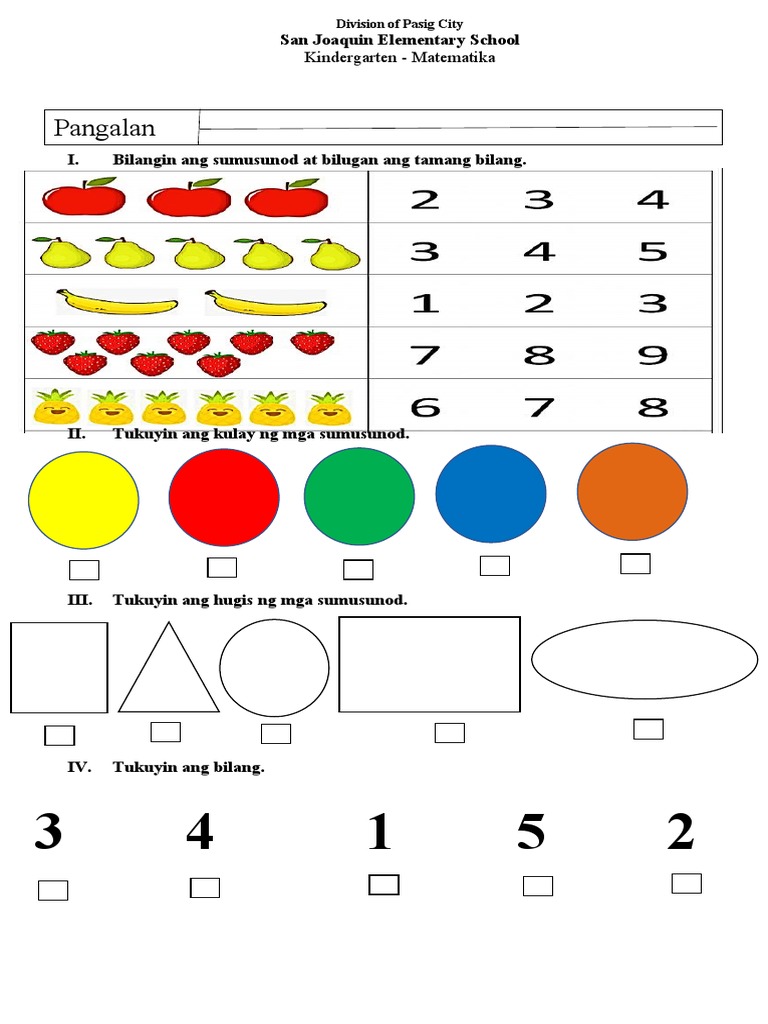 Math Pre Assessment | PDF