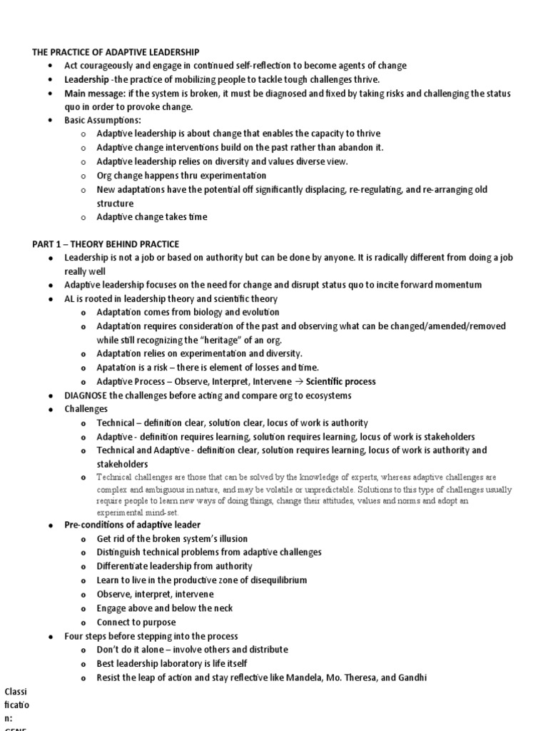 Adaptive Leadership Guide | PDF | Leadership | Adaptation
