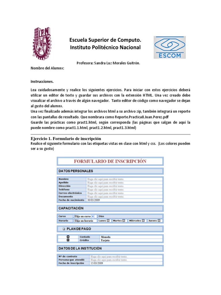 Ejercicio 8 HTML | PDF