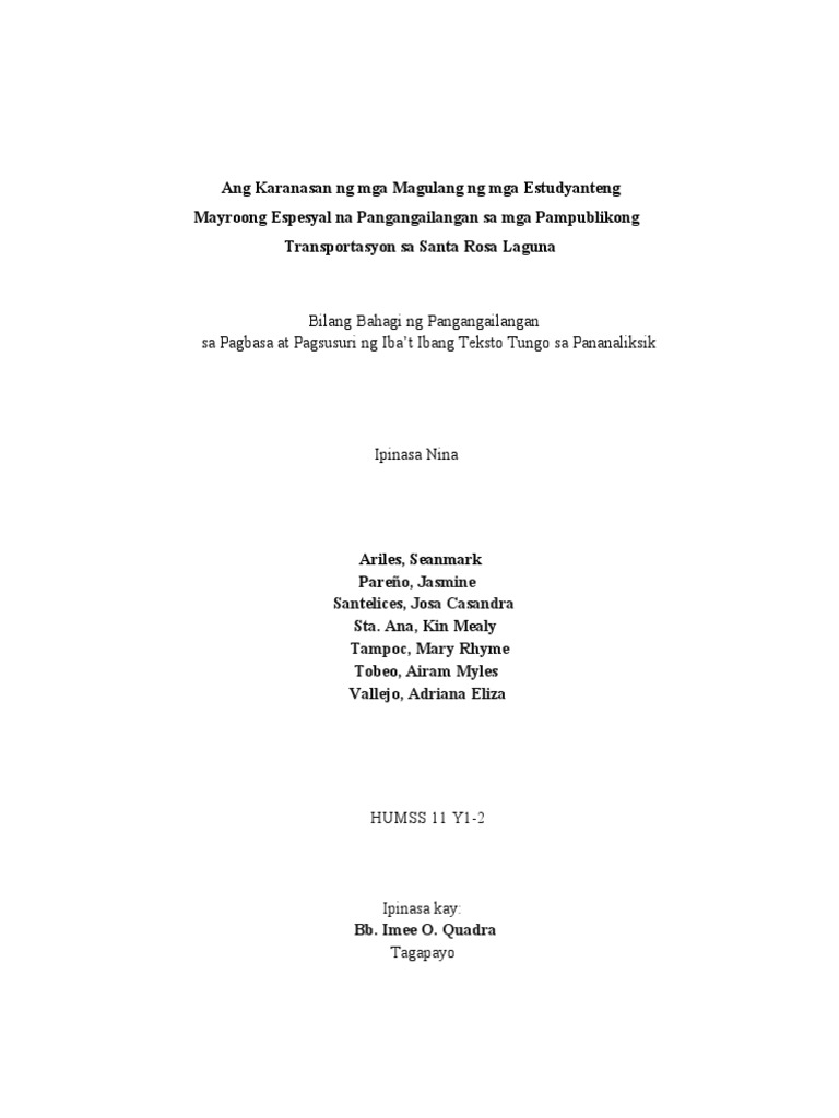 Ang Karanasan NG Mga Magulang NG Isang Estudyanteng Mayroong Espesyal Na Pangangailangan Sa Mga ...