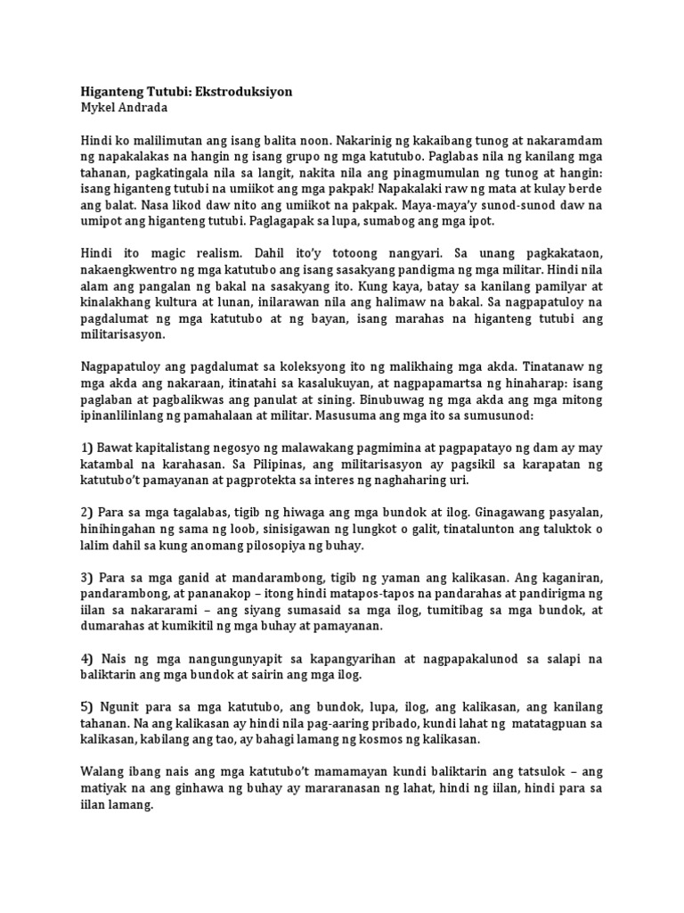 Kalazine Higanteng Tutubi Ekstroduksiyon | PDF