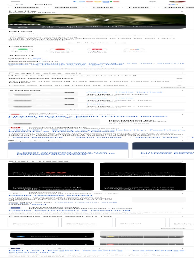 Hello - Google Search | Download Free PDF | Adele | You Tube