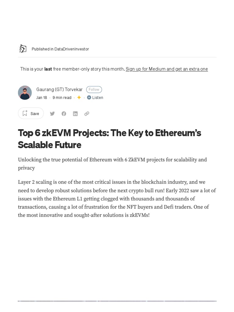 6 zkEVM Projects That Scale Ethereum - DataDrivenInvestor | PDF