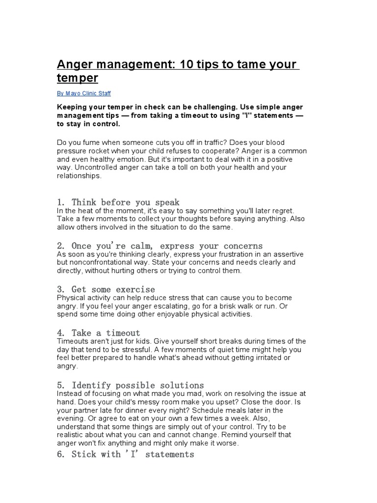 10 Tips On Anger Management | PDF | Anger | Forgiveness