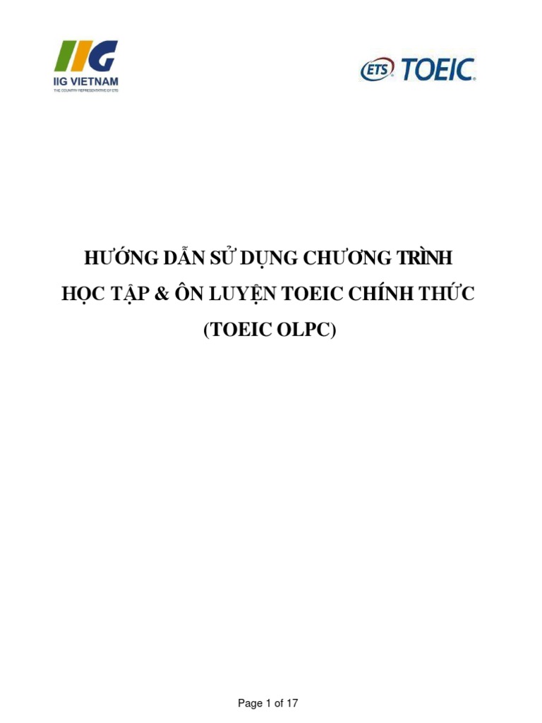 Huong Dan Su Dung TOEIC OLPC - 4422 | PDF