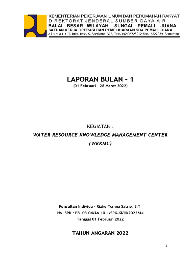 Draft Laporan Bulan-1 WRKMC Pemali Comal R2 | PDF