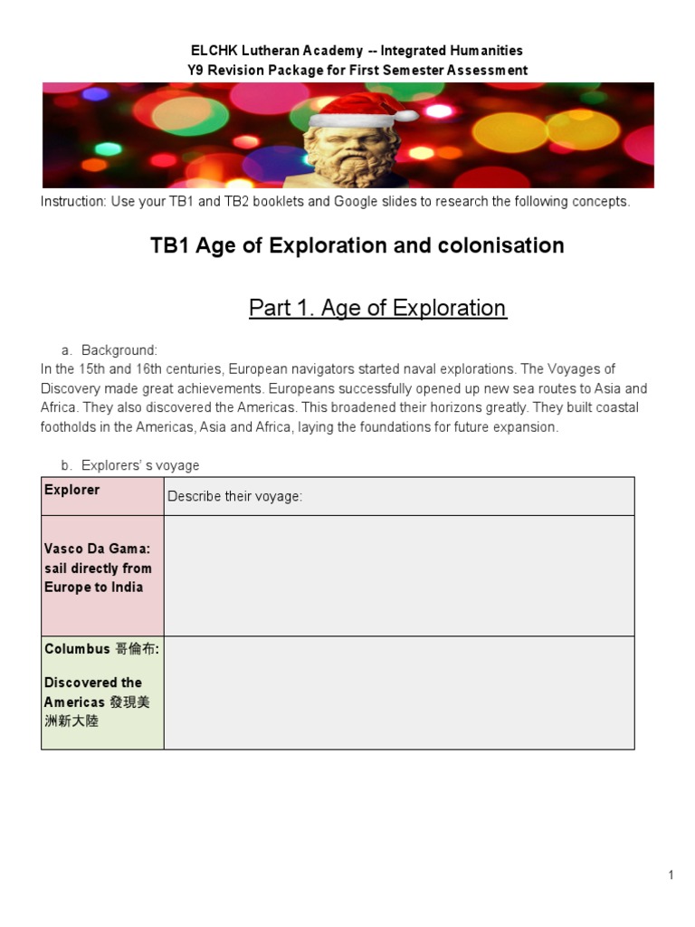 Y9 IH Sem 1 Revision Package | PDF