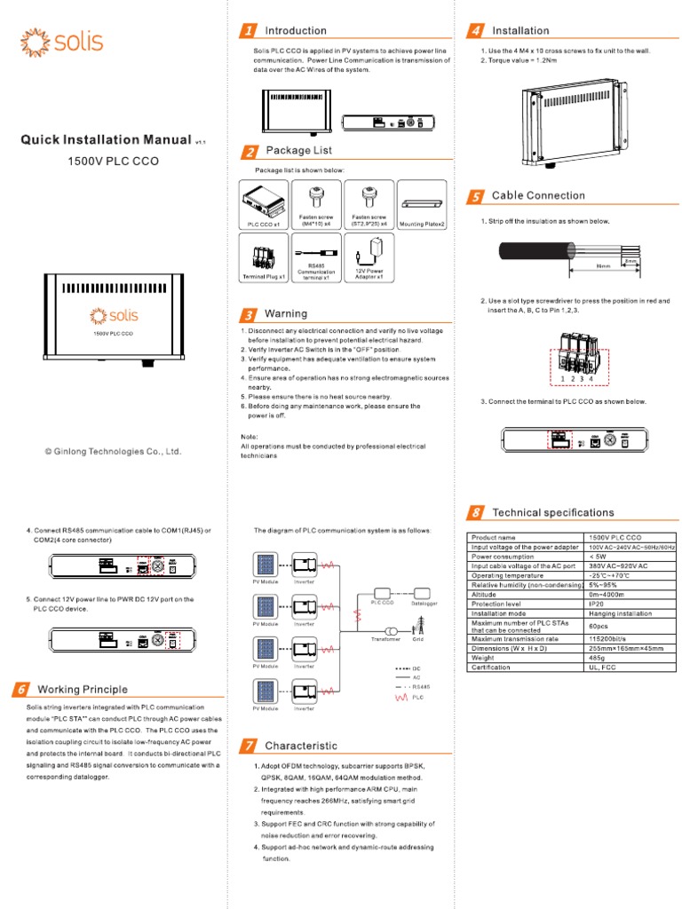 Solis Manual 1500V PLC V1,1 20210706 | PDF