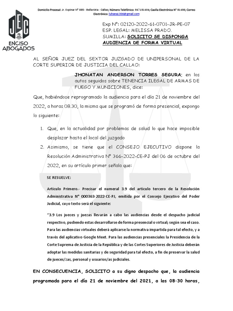 Se Varie Forma de Audiencia-Torres Segura | PDF | Juez | Instituciones ...