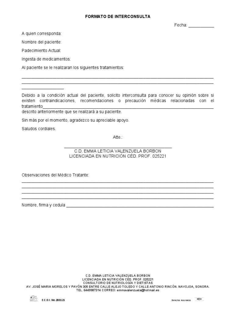 Formato de Interconsulta | PDF