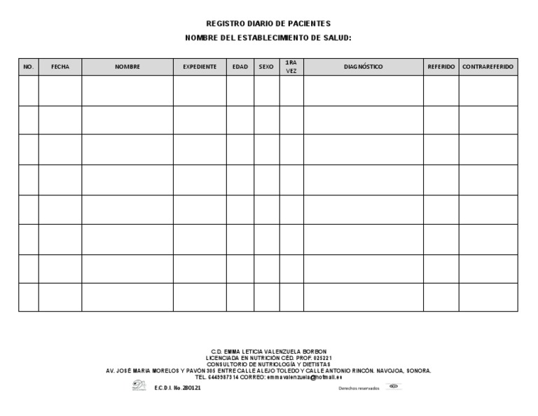 14. Registro Diario de Pacientes | PDF