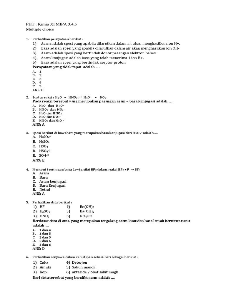 Soal PHT Klas Xi THN 2021 | PDF