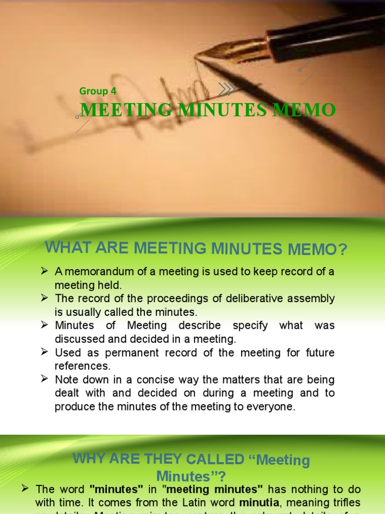 Meeting Minutes Memo | PDF | Memorandum