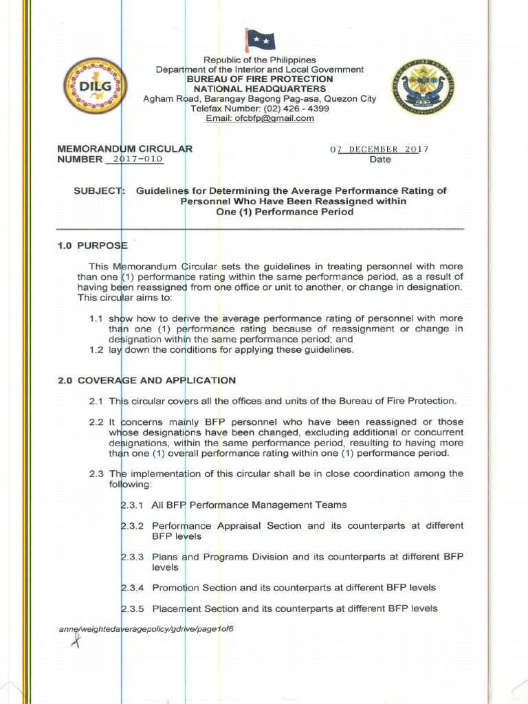 MC 2017 010 IPCR Guidelines for Average Rating | PDF