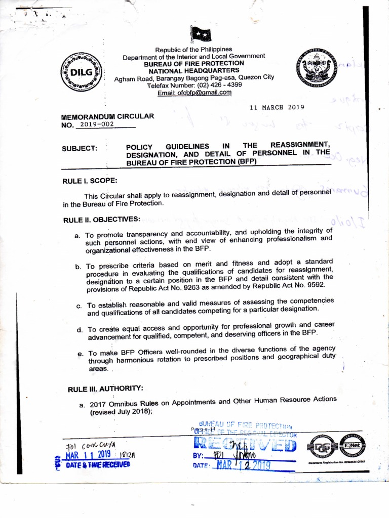 MC 2019 002006 Reassignment of Personnel | PDF