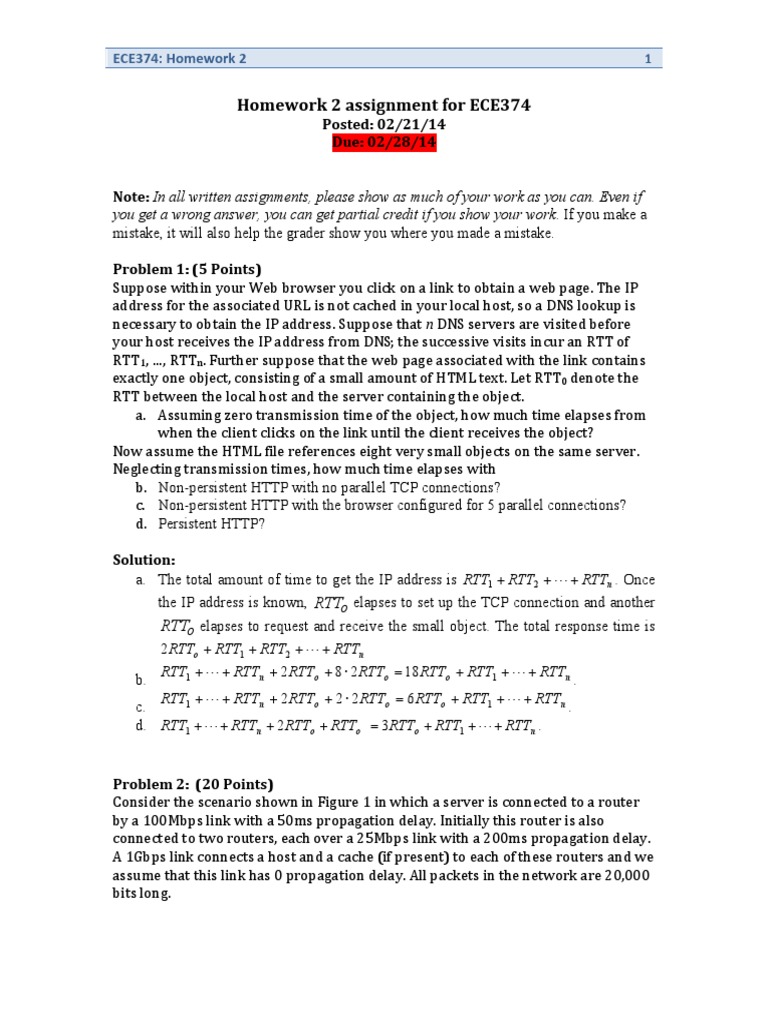Homework 2 Assignment For ECE374 Posted - 02 - 21 - 14 Due - 02 - 28 ...