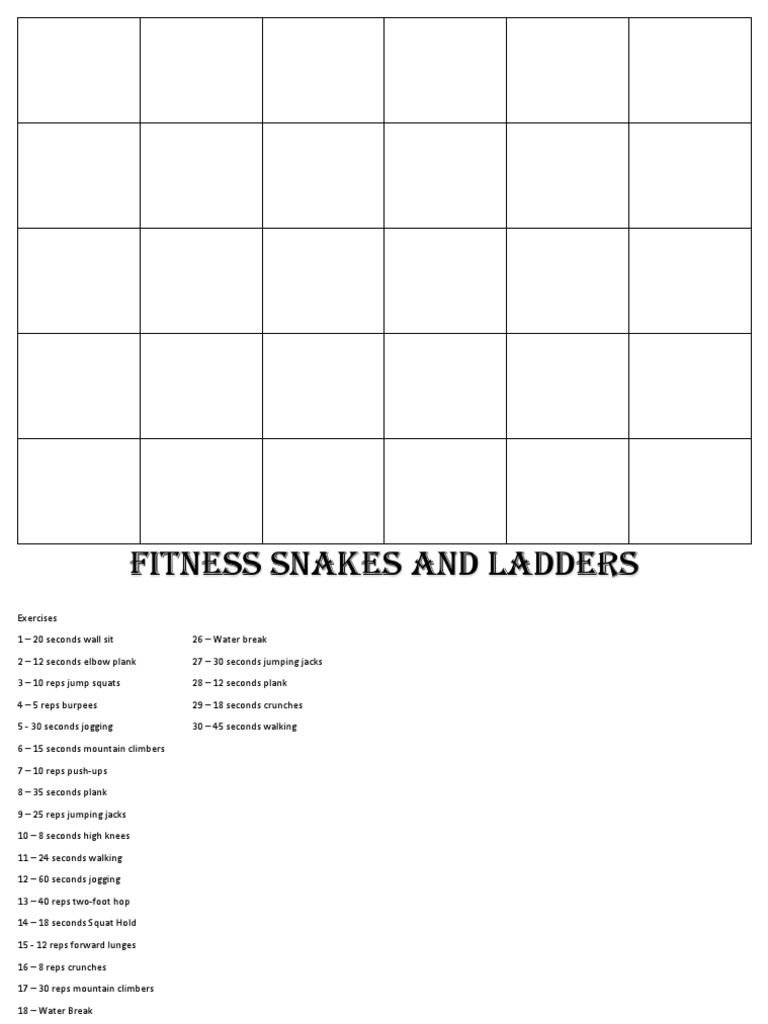 Fitness Snakes and Ladders Exercise Game | PDF | Management Of Obesity ...