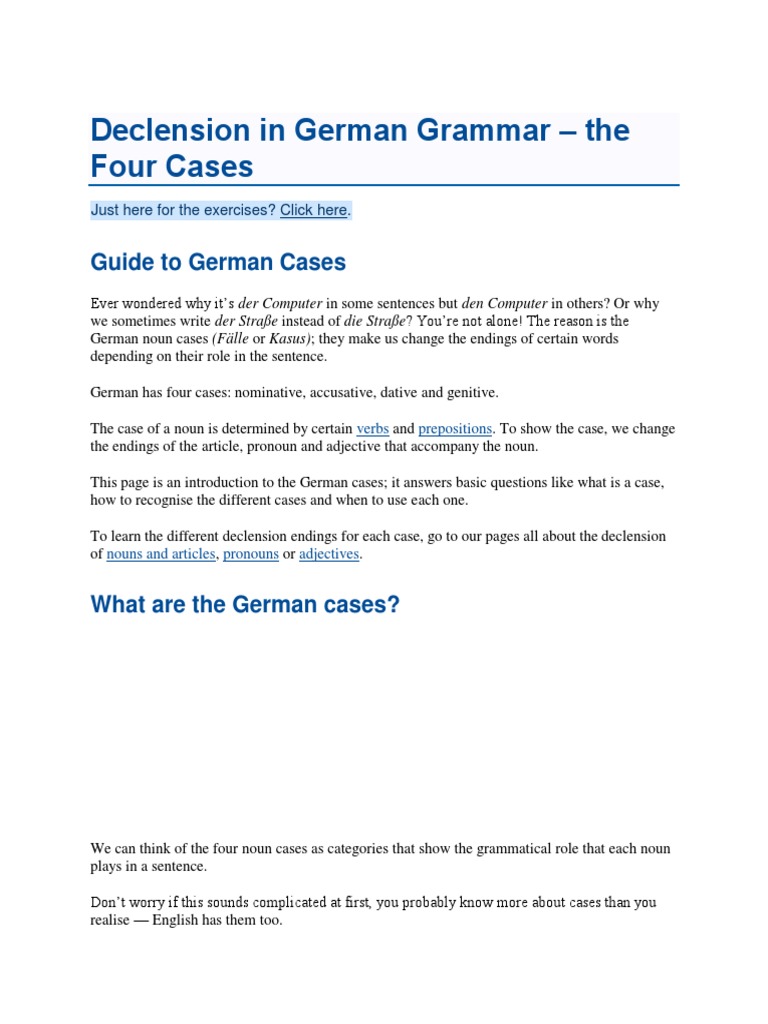 Declension in German Grammar | PDF