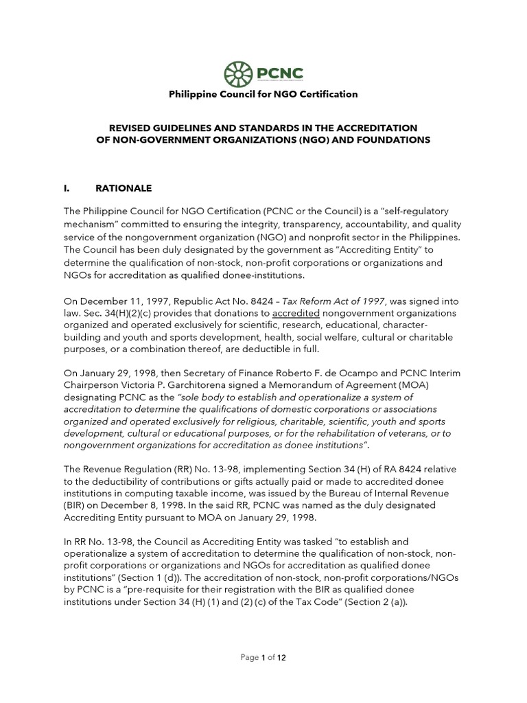 2022 Revised PCNC Guidelines FINAL 52522 | PDF | Non Governmental ...