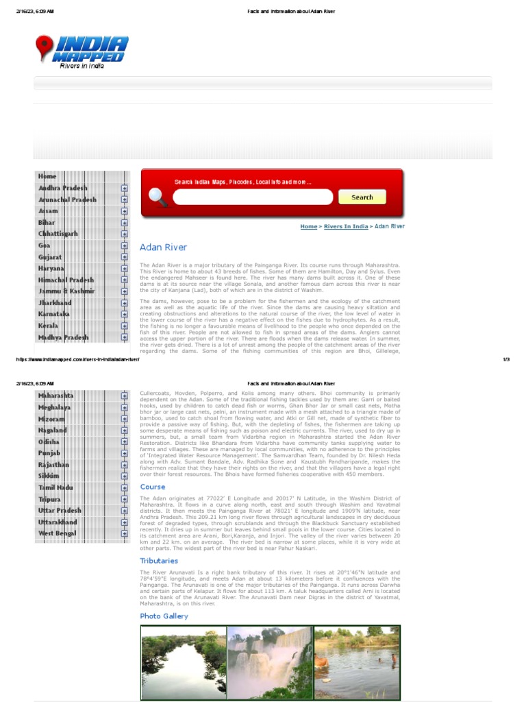 Facts and Information About Adan River | PDF | River | Fish And Humans