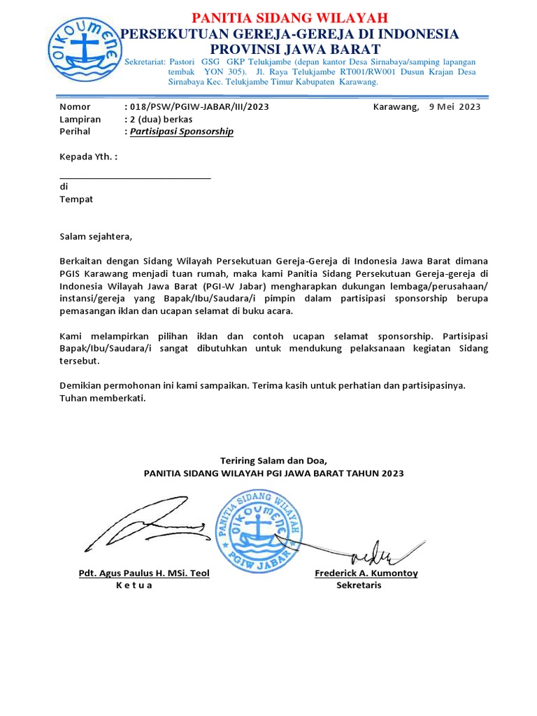 Surat Sponsorship Iklan 1 | PDF