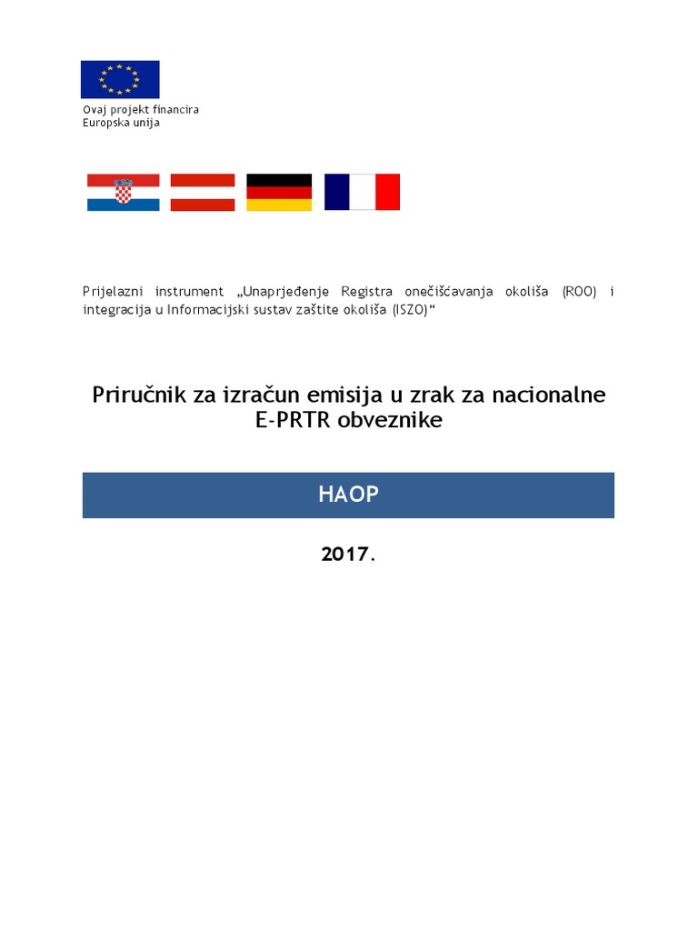 Prirucnik Izracun Emisija Zrak E PRTR | PDF