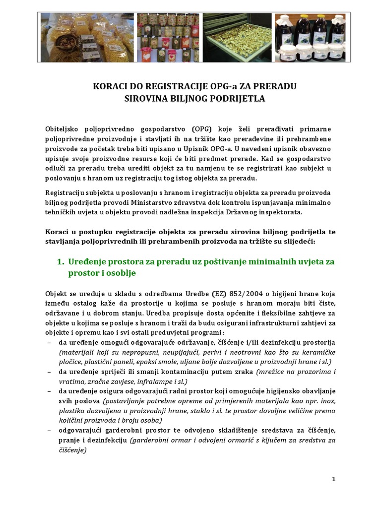 Koraci Do Registracije Objekata Za Preradu Sirovina Biljnog Podrijetla - Listopad2021 | PDF