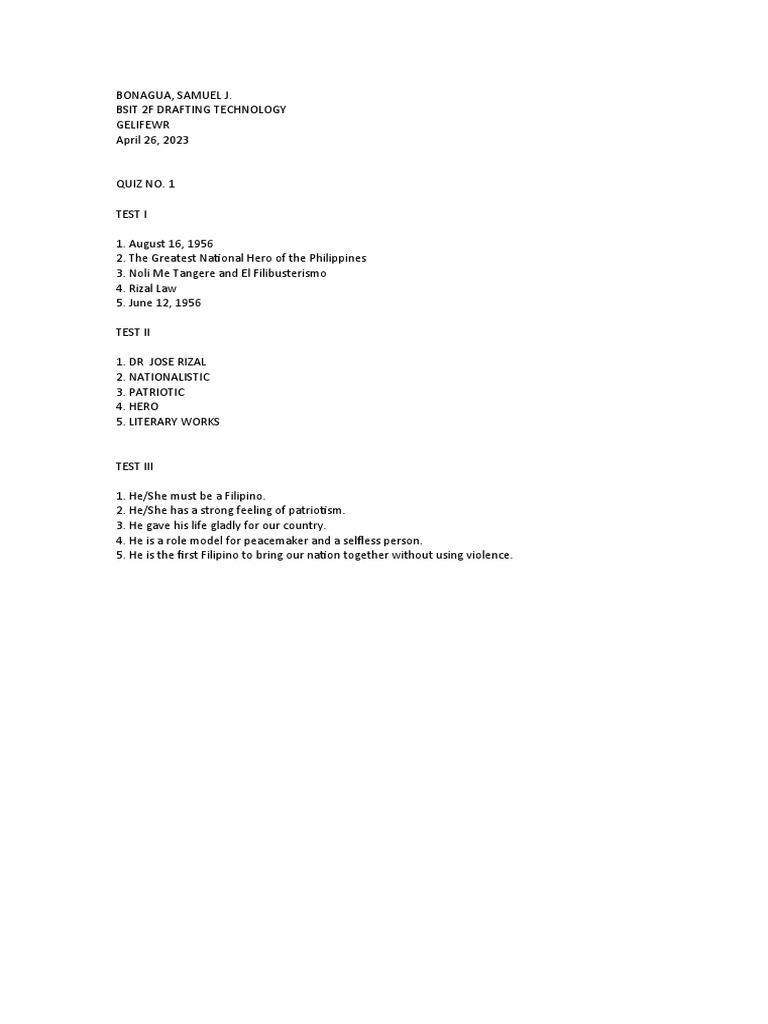 Bonagua Gelifewr Quiz1 | PDF